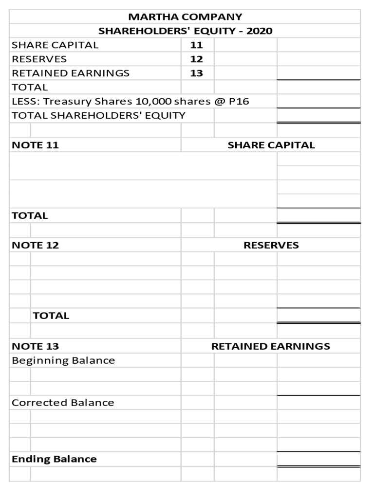 Martha Company Shareholders' Equity 2020 | PDF | Equity Securities ...