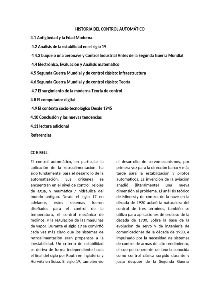 HIstoria Control Automatico | PDF | Realimentación | Ingeniería
