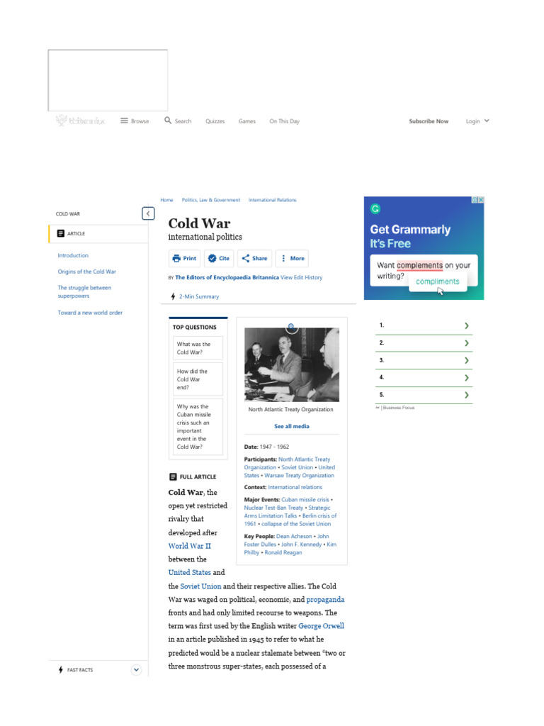 Cold War | PDF | Cold War | Cuban Missile Crisis