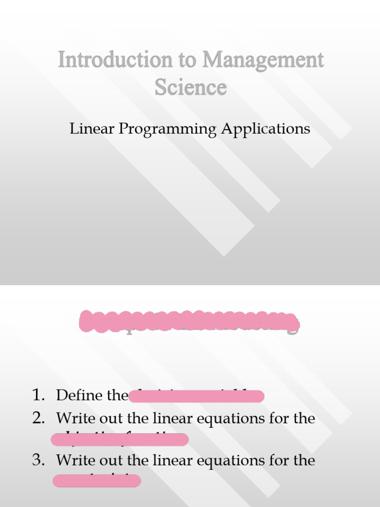 Ms10.... LP Applications - Part 1 | PDF | Linear Programming | Applied Mathematics