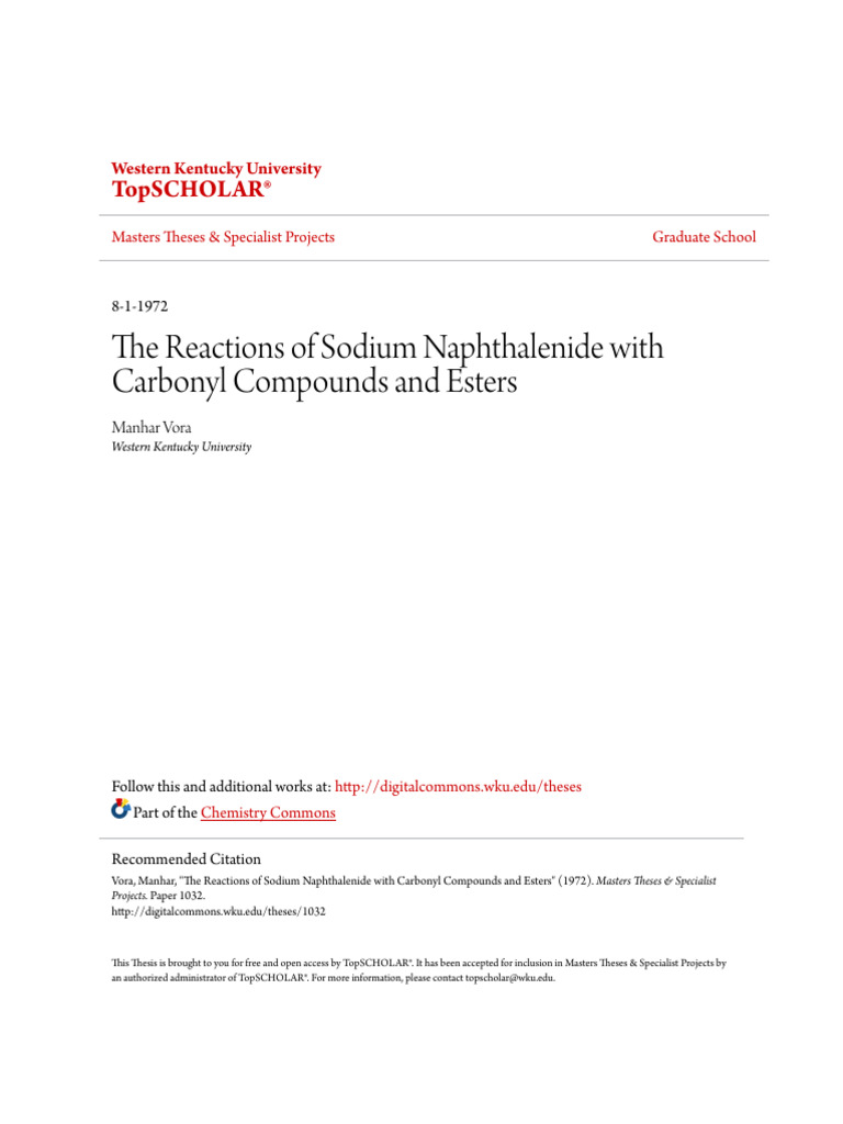 The Reactions of Sodium Naphthalenide With Carbonyl Compounds and | PDF ...