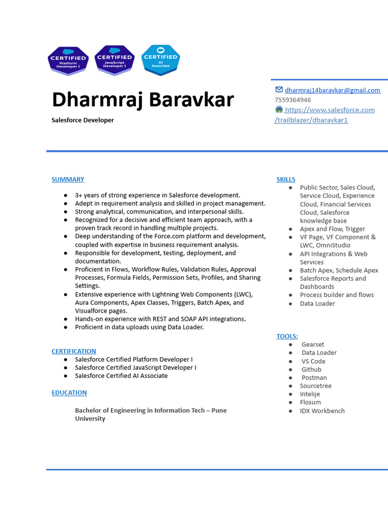 Dharmraj Baravkar Resume | PDF | Cloud Computing | Web Service