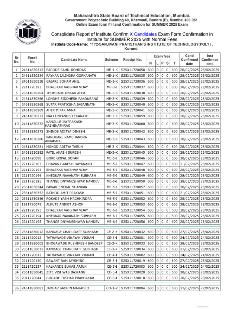 Backlog Exam Form S-2025 | PDF
