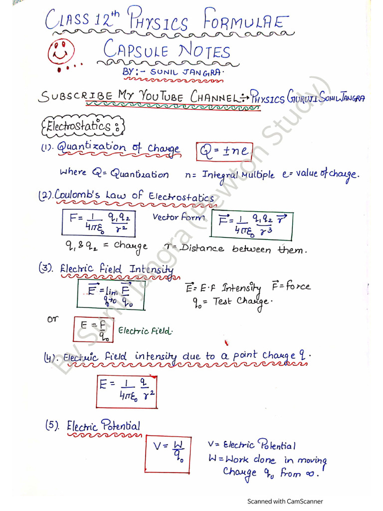 formulas capsule notes | PDF