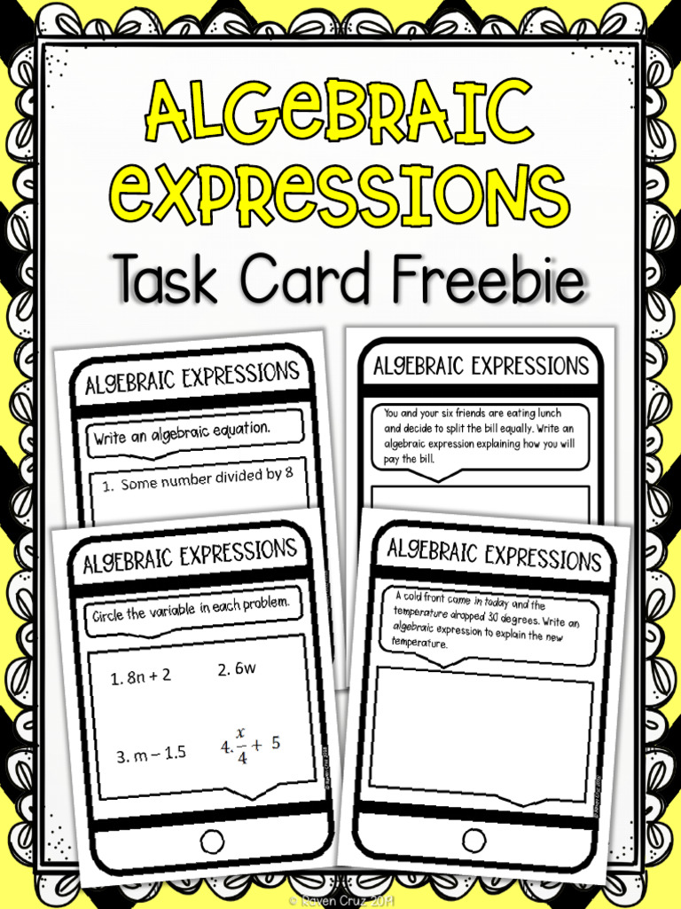 Task Card Freebie: © Raven Cruz 2019 | PDF | Algebra | Mathematics