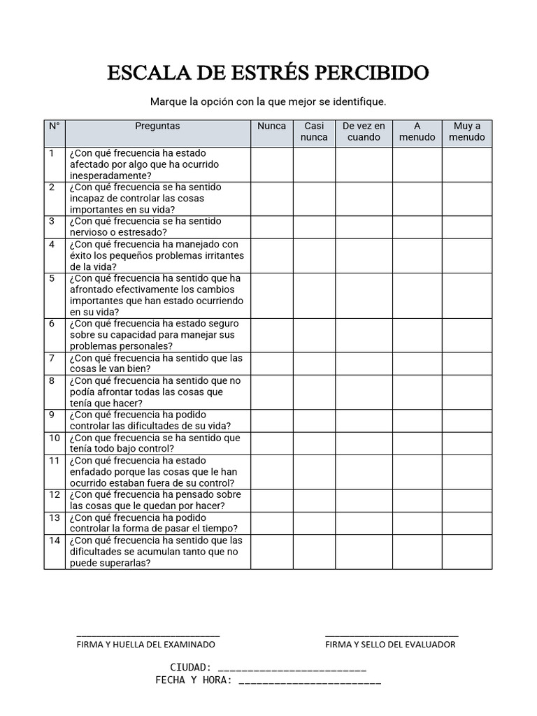 Escala de Estrés Percibido | PDF