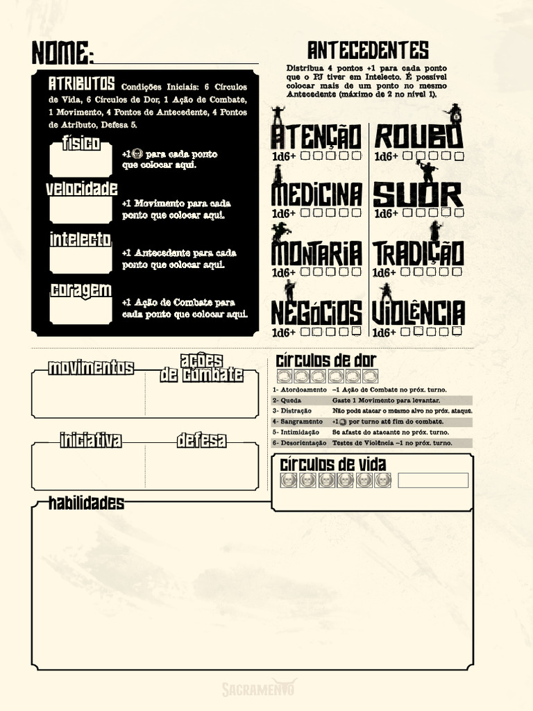 Ficha Editável - Sacramento RPG | PDF