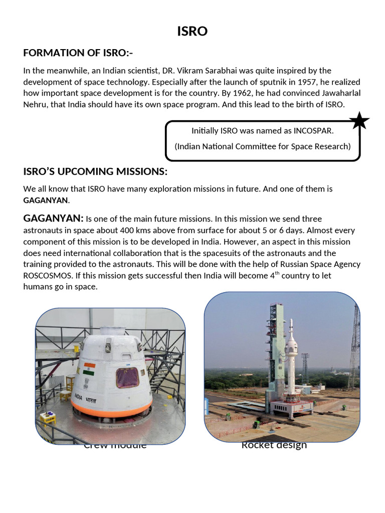 ISRO's Future Missions Overview | PDF