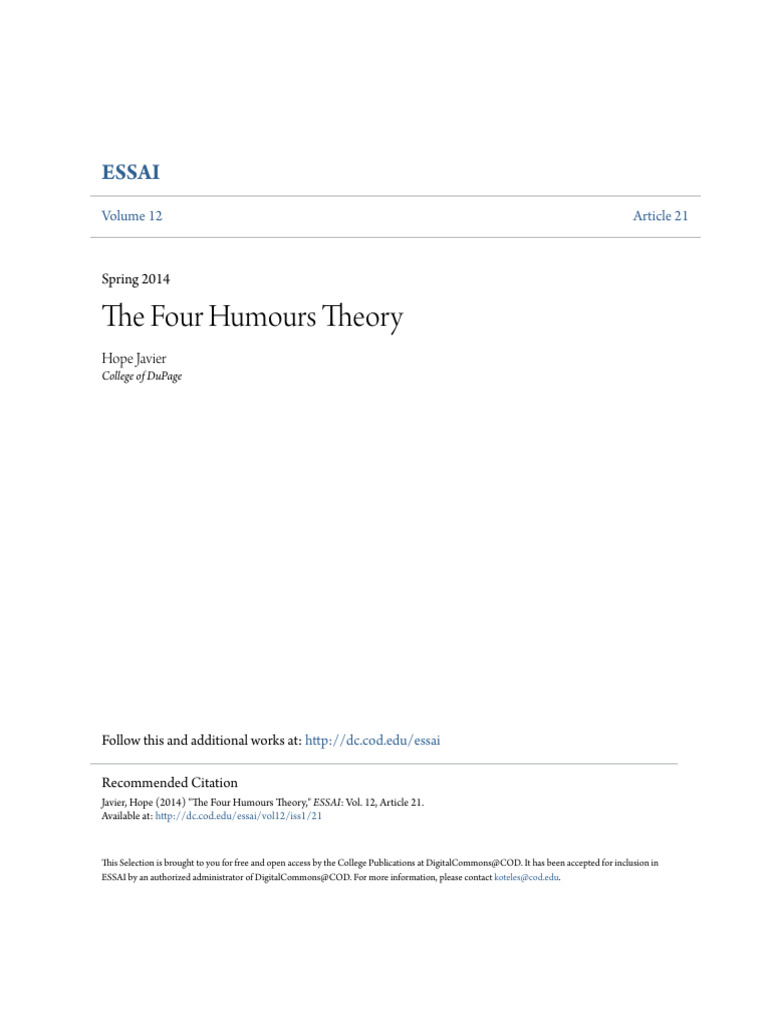 Understanding the Four Humours Theory | PDF | Medicine