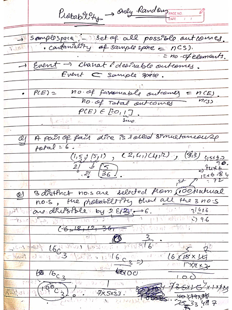 Probability Notes | PDF