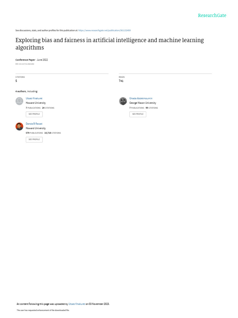 SPIE Exploring Bias and Fairness in Machine Learning and Artificial Intelligence | PDF | Machine ...