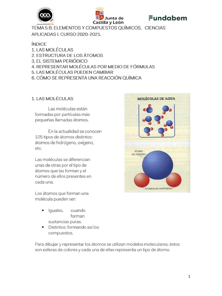 TEMA 5 B. Elementos y compuestos químicos. | PDF