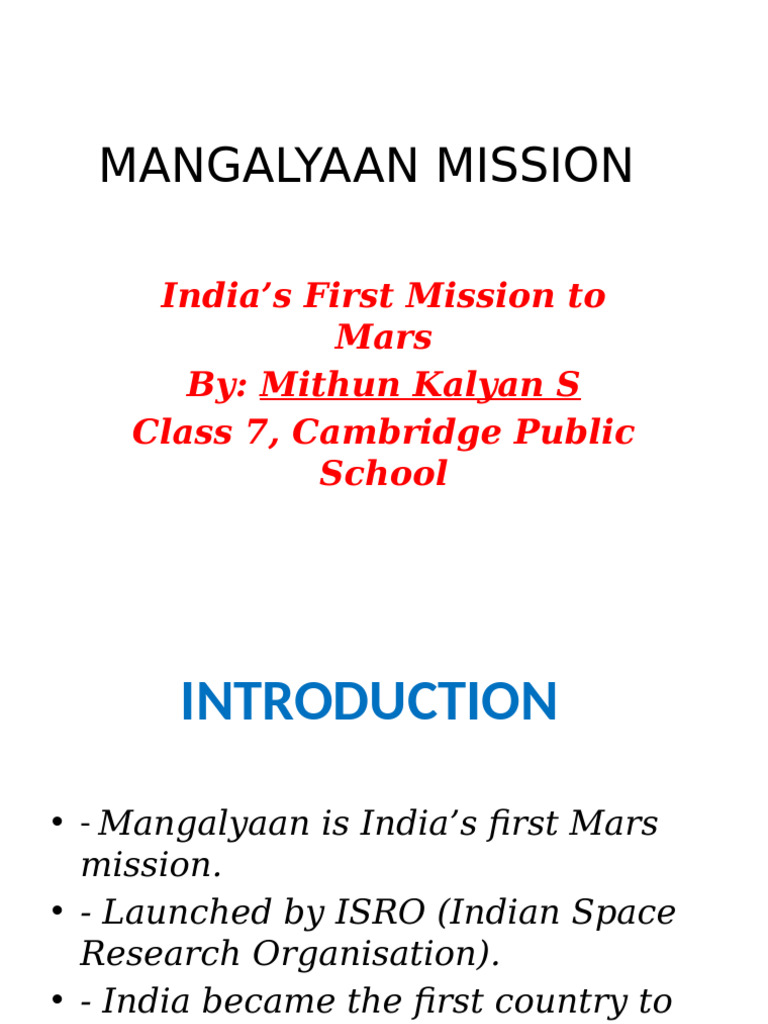 Mangalyaan: India's Historic Mars Mission | PDF