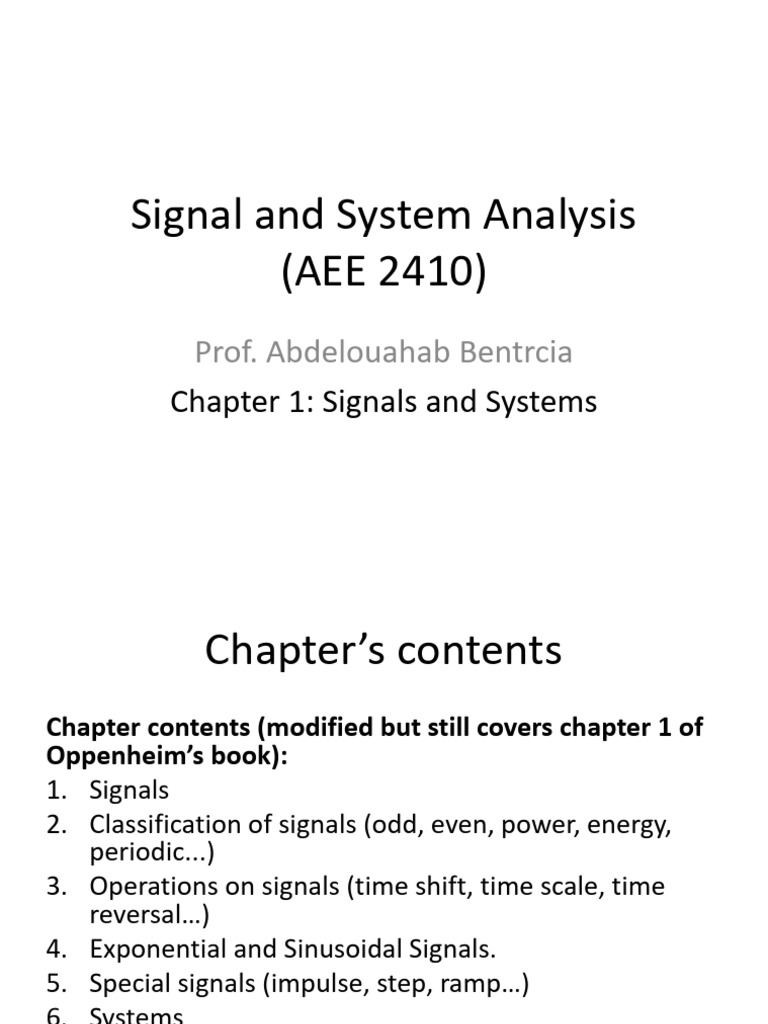 Signal and System Analysis (AEE 2410) 2 | PDF | Discrete Time And Continuous Time | Function ...