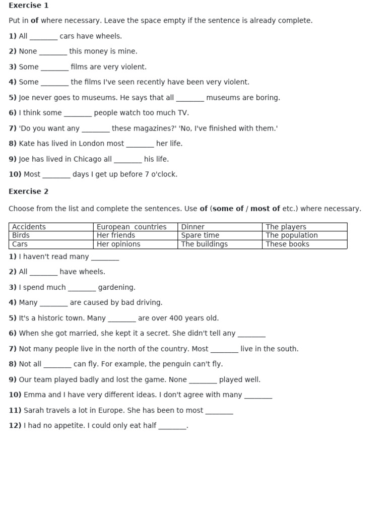 All, Most, Some, Any, None Ex | PDF