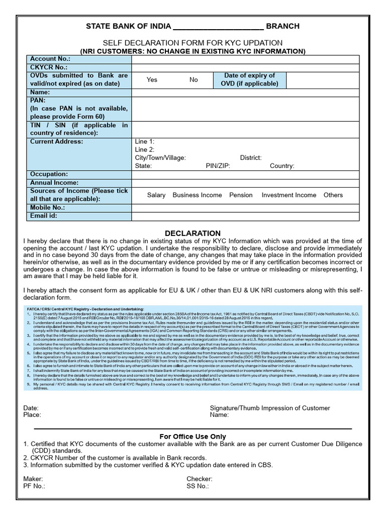 Annexure - Declaration Format For NRIs | PDF
