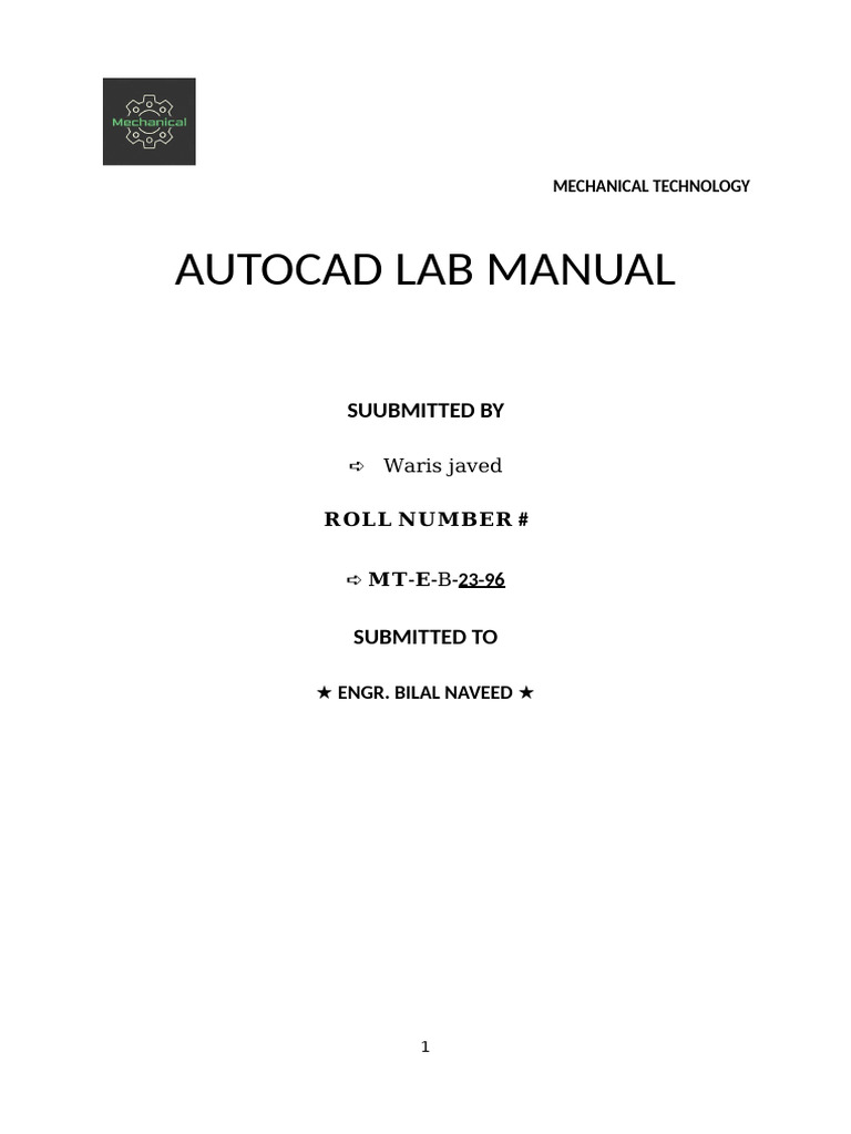 Final autocad manual made by Warid javed | PDF | Auto Cad | Technical ...