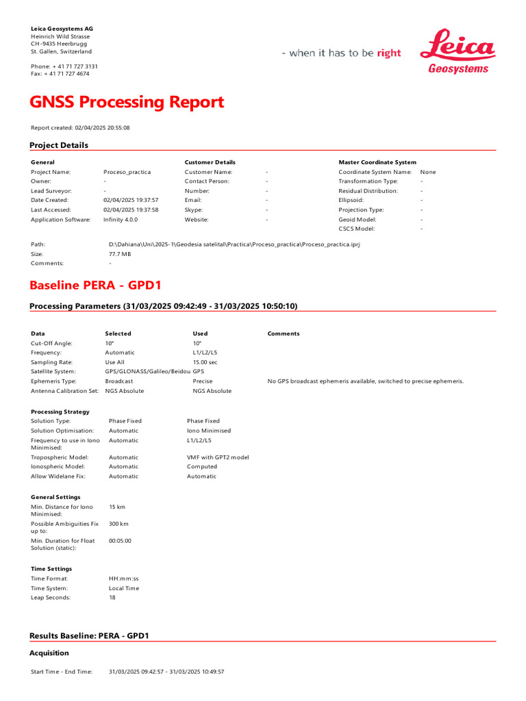 Proceso - Practica GNSS Processing Report - GPD1 | PDF | Wireless | Geodesy
