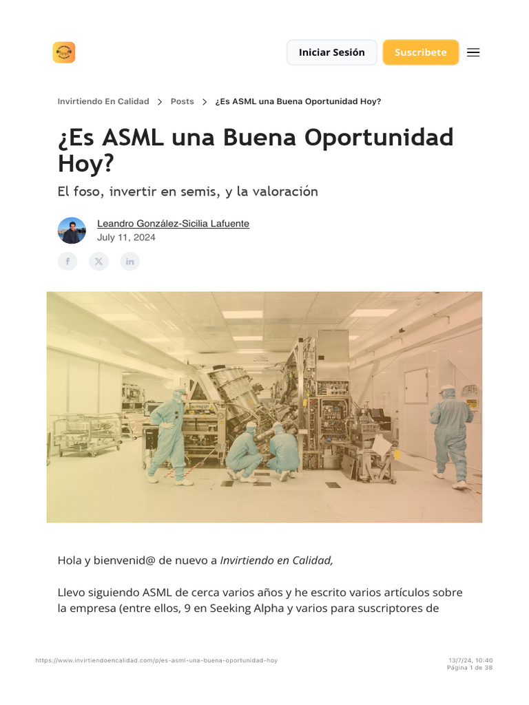 ¿Es ASML Una Buena Oportunidad Hoy? | PDF