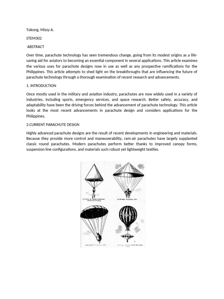 Parachute Technology For Future Use in The Country | PDF | Parachute ...