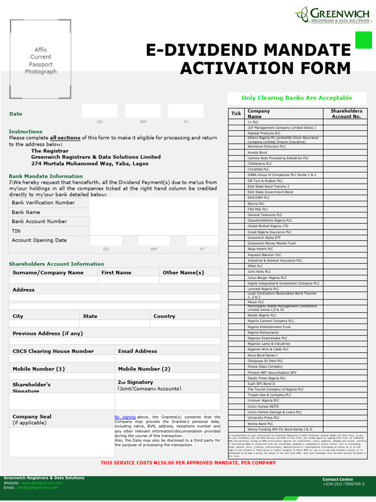 GRDS e Mandate Activation Form UPDATED 1 | PDF | Business | Private Sector