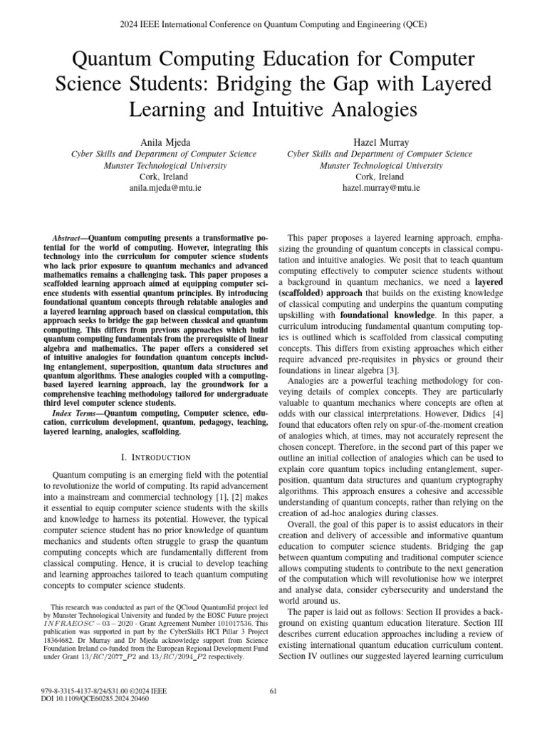 Quantum Computing Education For Computer Science Students Bridging The Gap With Layered Learning ...