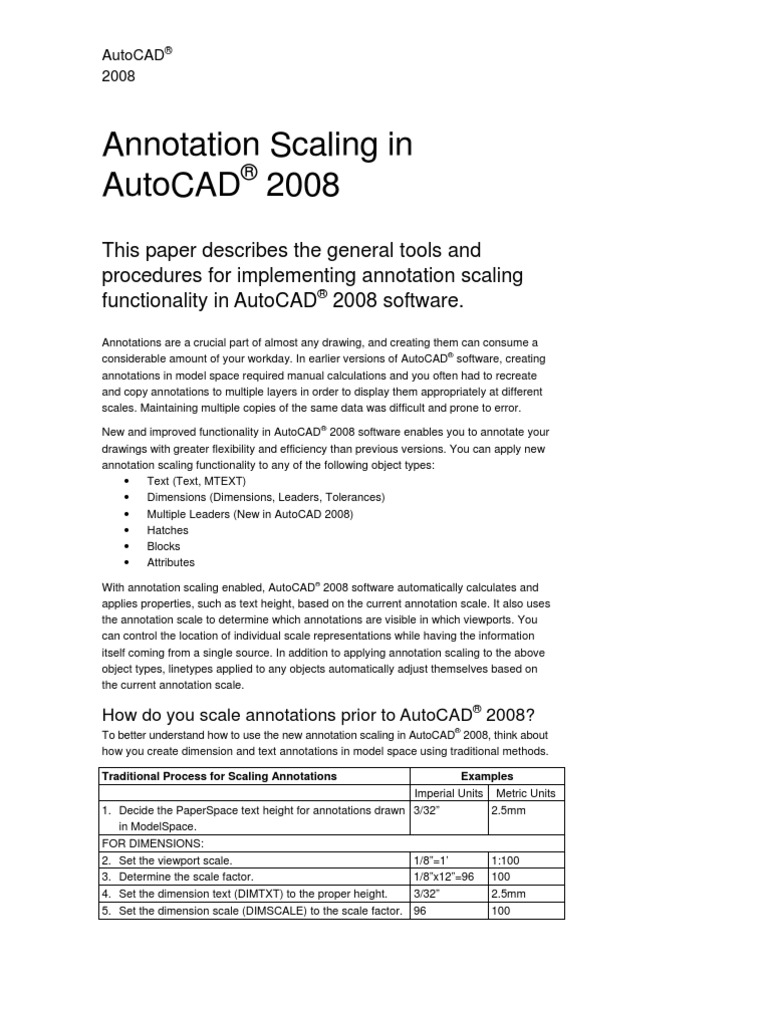 AutoCAD08 Annotation Scaling White Paper | PDF AutoCAD08 Annotation Scaling White Paper | PDF