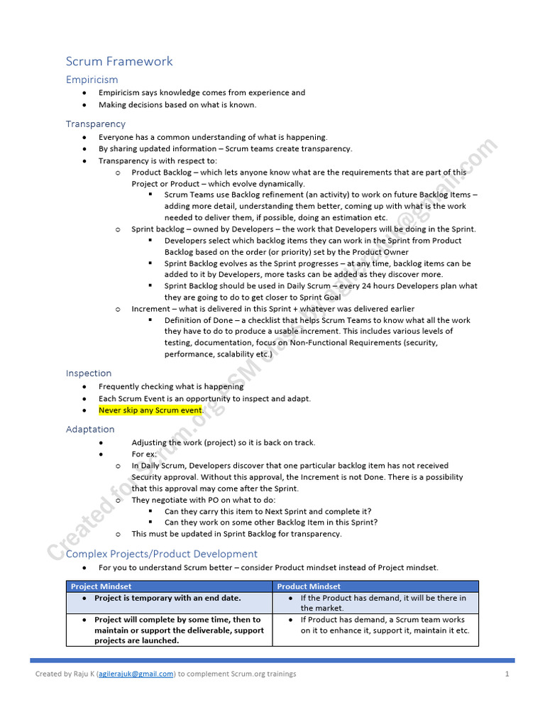 Scrum - Notes v3 | PDF | Scrum (Software Development) | Software Industry