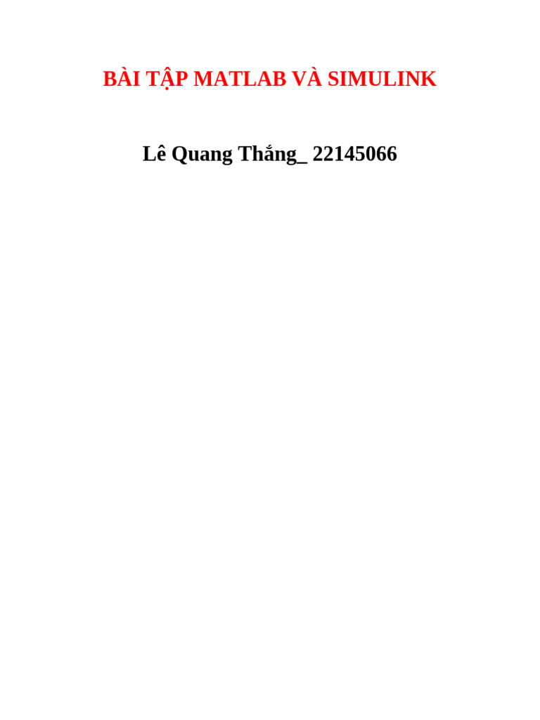 Bài Tập Matlab Và Simulink - (Qt) | PDF