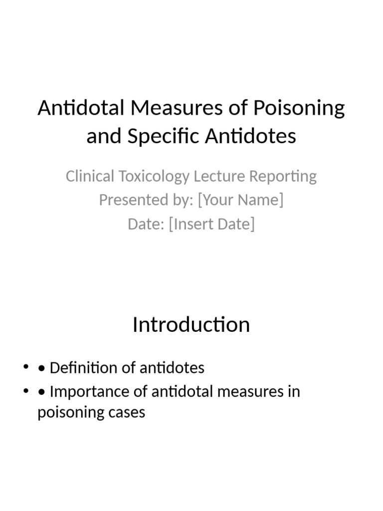 Antidotes for Poisoning: Clinical Overview | PDF