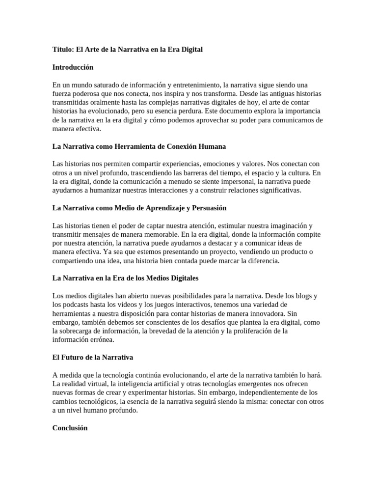 Narrativa Digital: Conexión y Aprendizaje | PDF | Aprendizaje | Información
