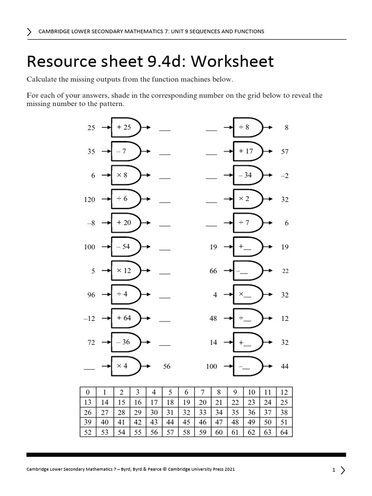 Stage - 7 - Maths - Resource - Sheet - 9 - 4d Worksheet | PDF