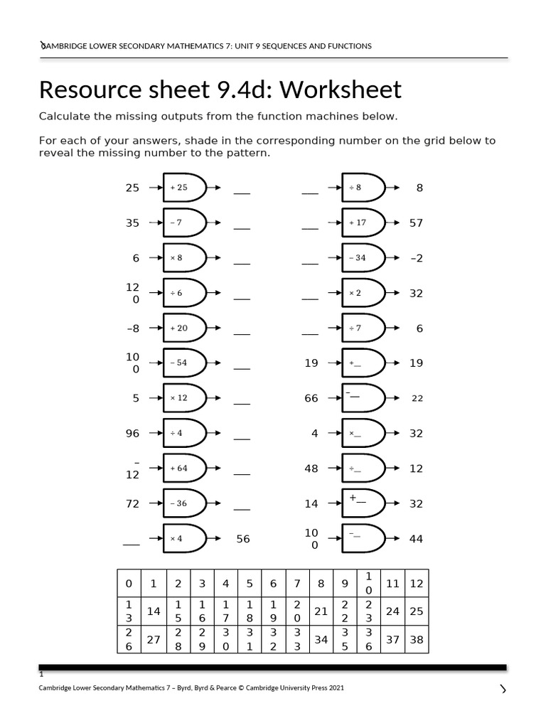 Stage - 7 - Maths - Resource - Sheet - 9 - 4d Worksheet | PDF ...