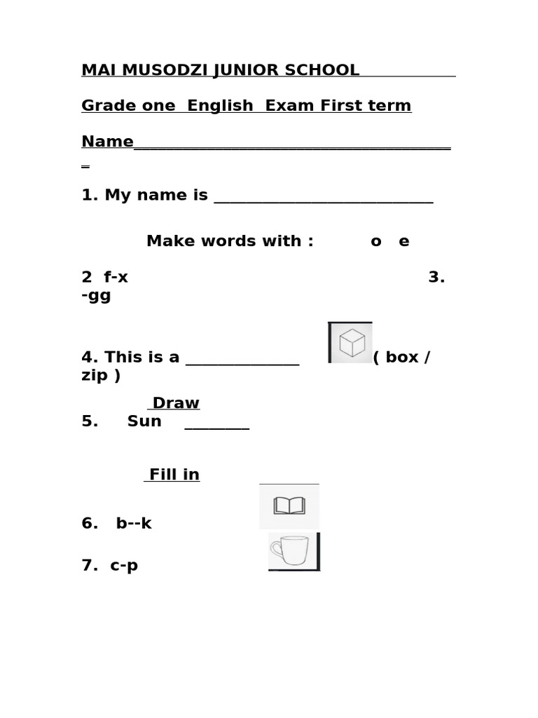 Grade One Term One Exams | PDF