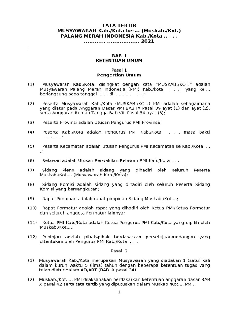 Contoh Tatib Sidang ADART Tahun 2021 | PDF