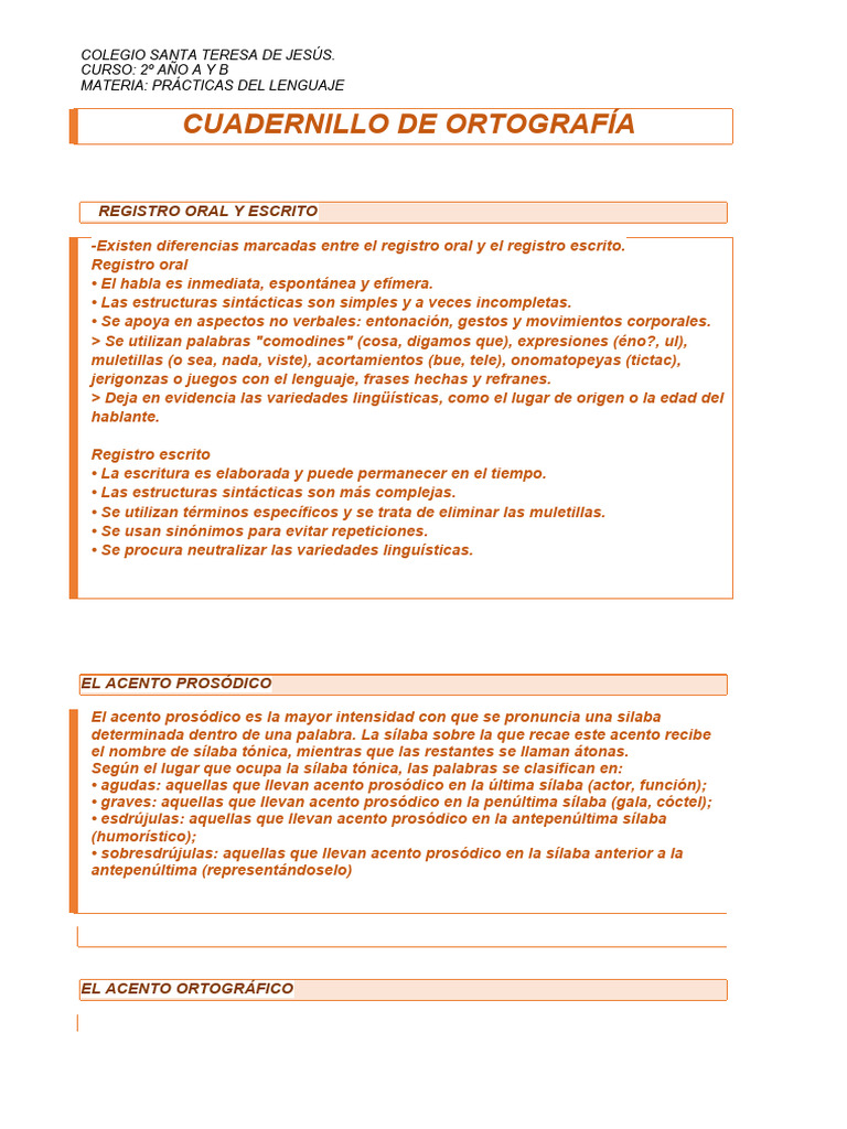 Ortografía y Registros del Lenguaje | PDF | Lingüística | Gramática