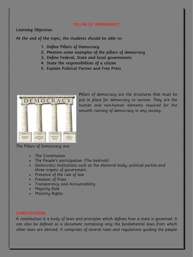 Pillar of Democracy PDF | PDF