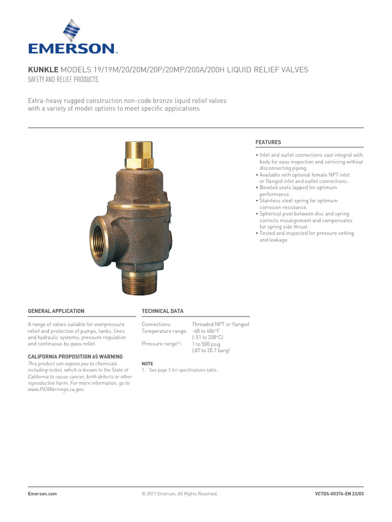 Data Sheets Kunkle Models 19 19m 20 20m 20p 20mp 200a 200h Liquid ...