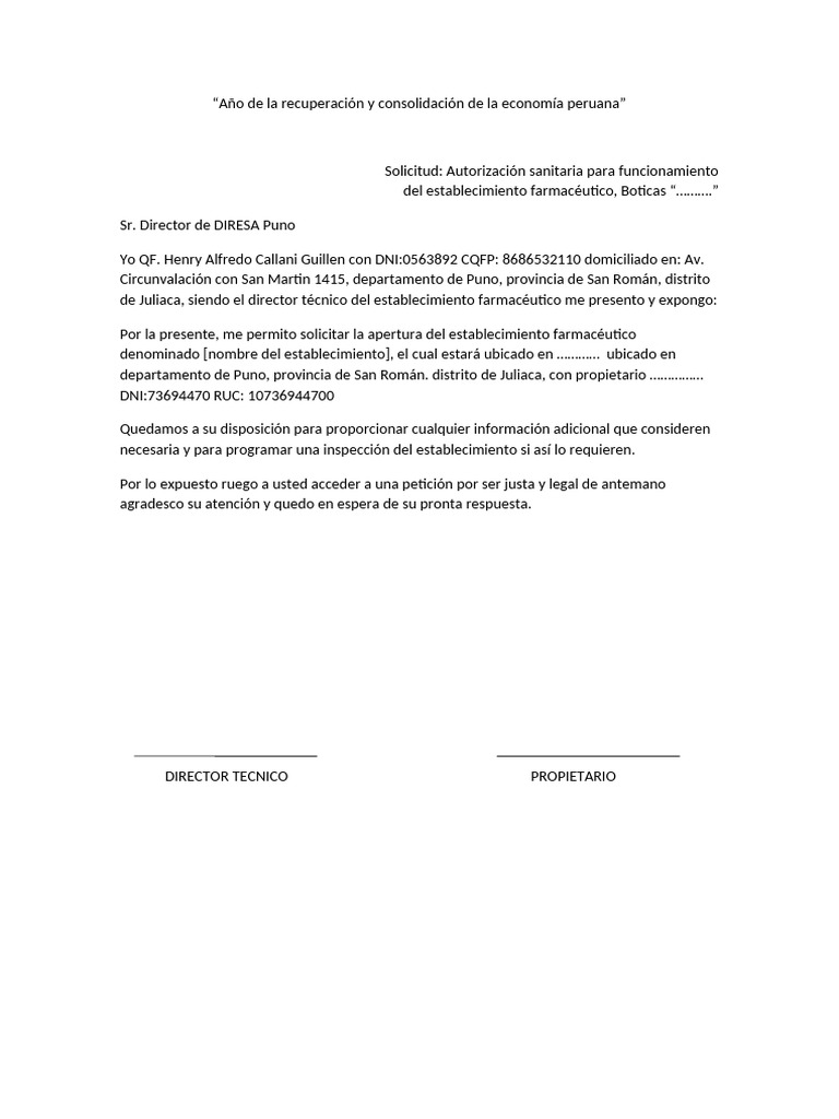 Solicitud Ejemplo 1 | PDF