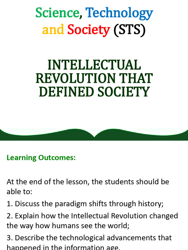 Scie 101 Lesson 8 9 - Intellectual Revolution That Defined Society ...