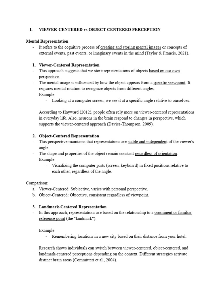 Perception: Viewer vs Object-Centered | PDF | Perception | Behavioural Sciences