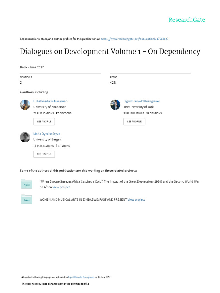 KUFAKURINANI Et Al. Dialogues On Development. Volume 1 On Dependency. | PDF | World Systems ...