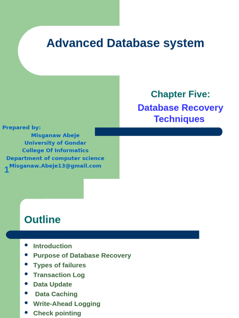 Chapter - 5-Database Recovery Techniques | PDF | Database Transaction | Computer Engineering