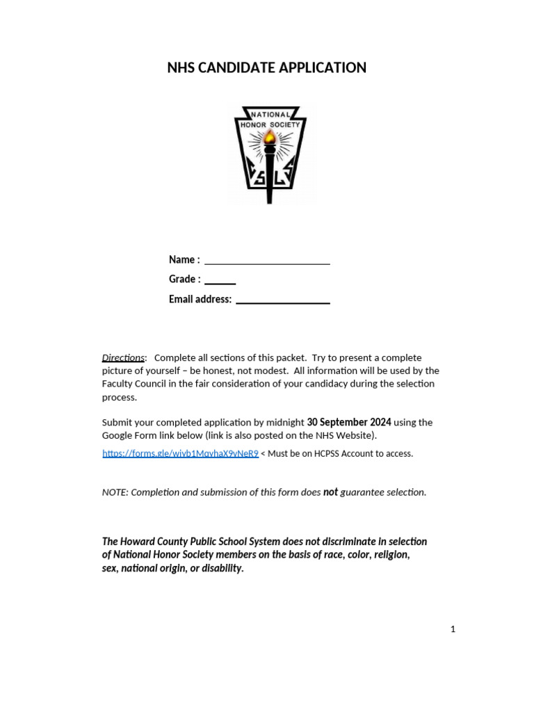 NHS Application 2024 | PDF