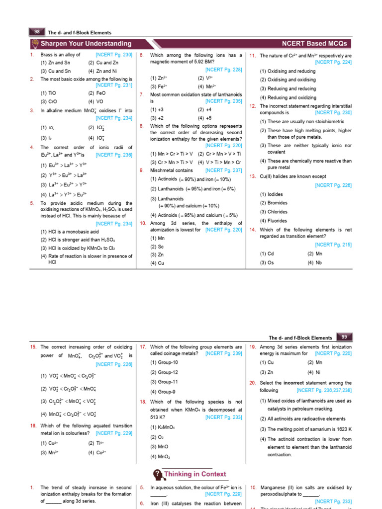 The D - and F-Block Elements - DPP | PDF | Redox | Lanthanide