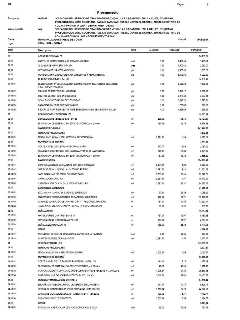 Presupuestocliente | PDF