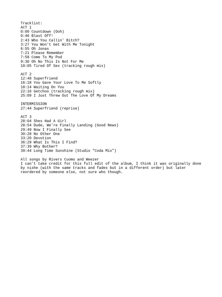 Track List | PDF