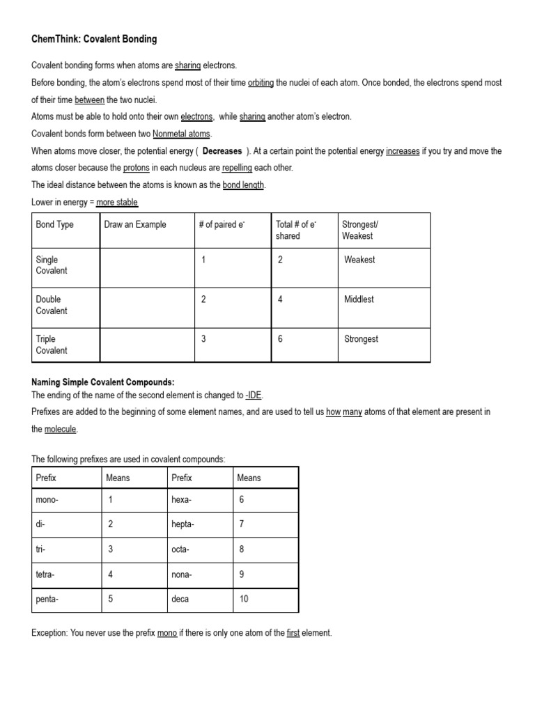 ChemThink Covalent Bonding | PDF