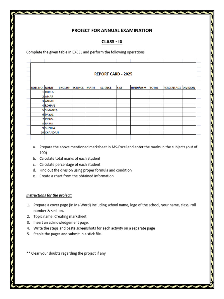 Project For Annual Examination Class 9 | PDF