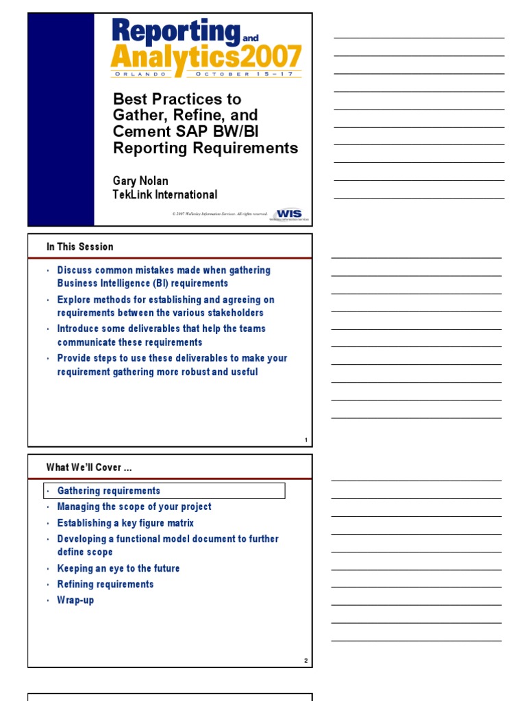 SAP BW Reporting Requirements | PDF | Finance & Money Management